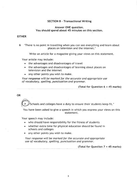 Eng Lang A Exemplars P1 Writing And P2 Pdf