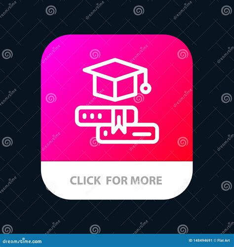 Books Cap Education Graduation Mobile App Button Android And Ios Line Version Stock Vector