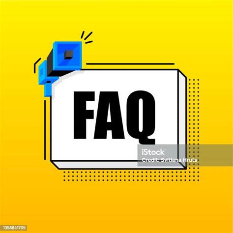 Faq 배너 템플릿입니다 메가폰을 사용한 마케팅 전단지 등분 및 픽셀 스타일 소매 프로모션 및 공지를 위한 템플릿입니다 벡터 그림입니다 등측투영법에 대한 스톡 벡터 아트 및