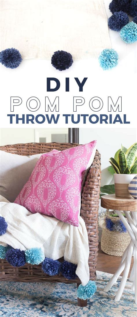 How To Make A Diy Pom Pom Throw Blanket For Cheap Pom Pom Throw Blanket Pom Pom Throw Diy