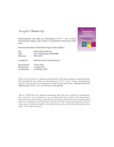 PDF Electroanalytical And Naked Eye Determination Of Cu2 Ion In