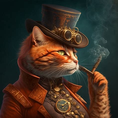 Steampunk Cat Giselle Ai Generated Art Etsy