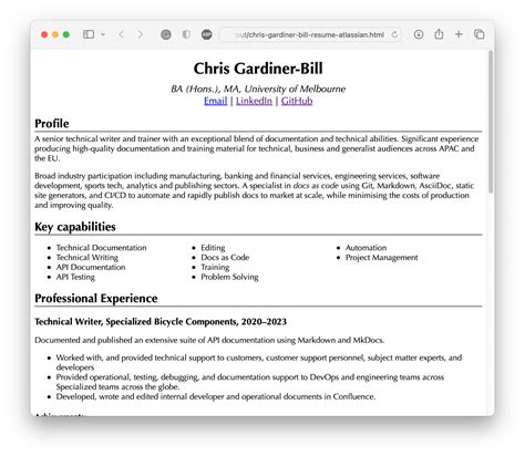 Writing A Resume With Git And Markdown · Chris Gardiner Bill