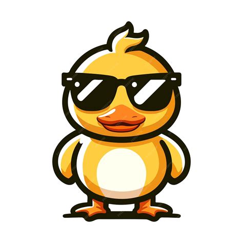Premium Vector Cute Duck Wearing Sunglasses Cartoon Icon Character