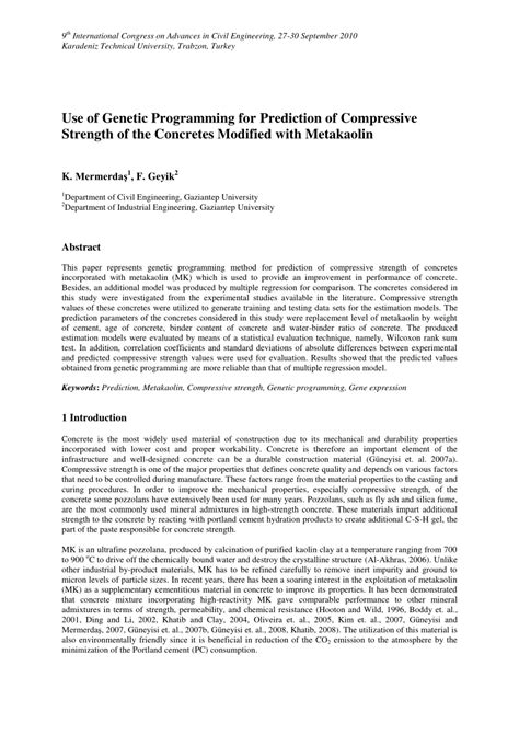 Pdf Use Of Genetic Programming For Prediction Of Compressive Strength Of The Concretes