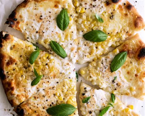 Four Cheese Corn Pizza With Black Pepper And Basil The Original Dish