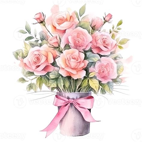 Rose Aquarelle Bouquet Illustration Ai Génératif 23853531 Png