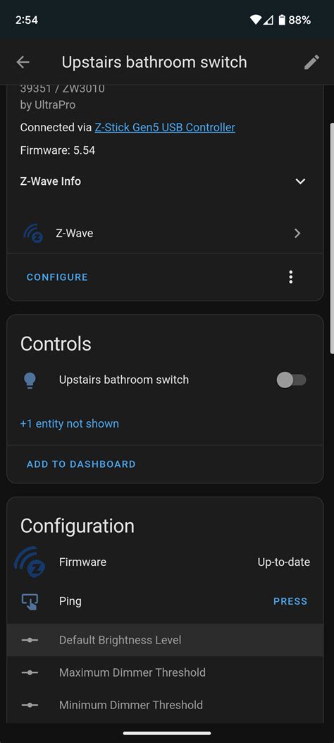 Ultra Pro Dimmer Zwave Switch Added To HA Can T Set Dim Level R