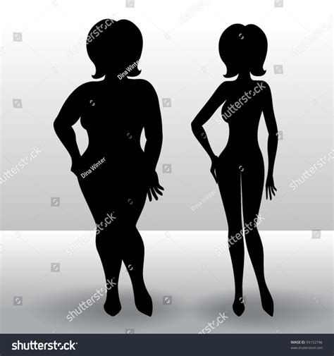 Vektor Stok Silhouette Woman Before After Diet Tanpa Royalti 93152746