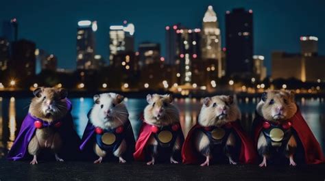 Premium Photo A Group Of Hamsters Dressed Up As Superheros Generative