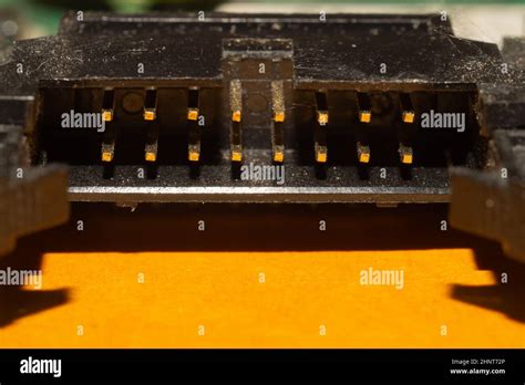 Power Socket On Motherboard Connector On The Circuit Board Of Computer Close Up Adapter Pins