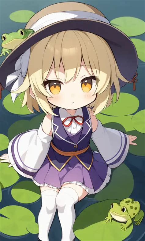 Ai Art Adorable Moriya Suwako In Her Chibi Frog Hat Outfit By