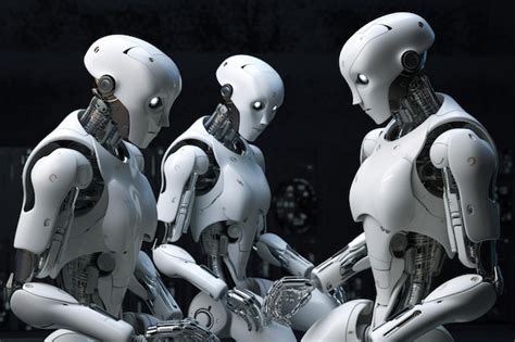 Premium Ai Image Robots Interacting