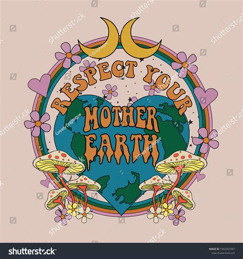 70s Retro Groovy Slogan Print Flowers Stock Vector Royalty Free