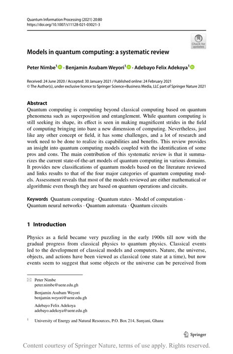 models in quantum computing a systematic review request pdf