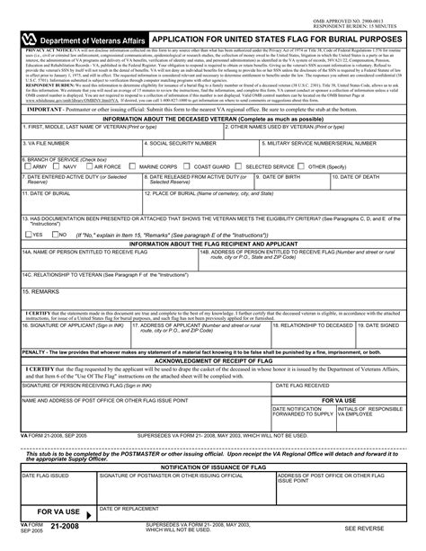 Application Flag Burial Form ≡ Fill Out Printable Pdf Forms Online