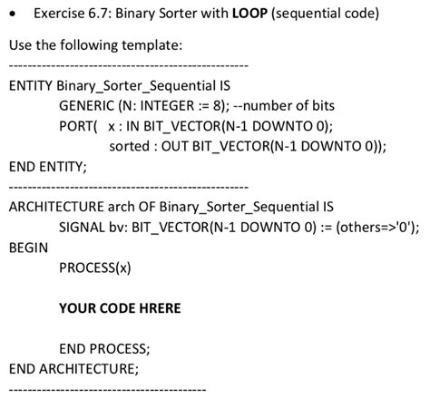 Solved Exercise 67 Binary Sorter With Loop Sequential