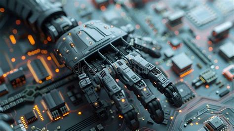 Innovative Robot Arm Conceptualizing The Future Of Automation And Digital Science Stock