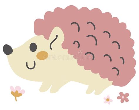 可爱的刺猬，秋花画 向量例证 插画 包括有 叶子 幼稚 滑稽 季节 查出 平面 逗人喜爱 296419089