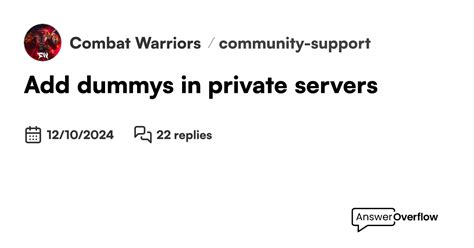 Add Dummys In Private Servers Combat Warriors