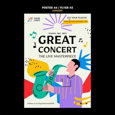 Free Psd Flat Design Concert Poster Template