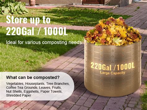 Vevor Compost Bin 1000 L Outdoor Expandable Composter Easy To Setup
