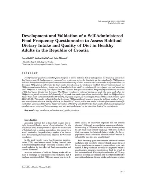 Fillable Online Development And Validation Of A Self Administered Fax Email Print Pdffiller
