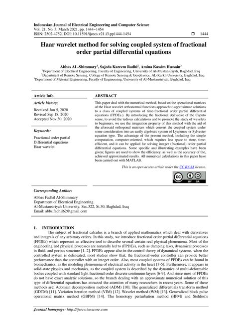 Pdf Haar Wavelet Method For Solving Coupled System Of Fractional