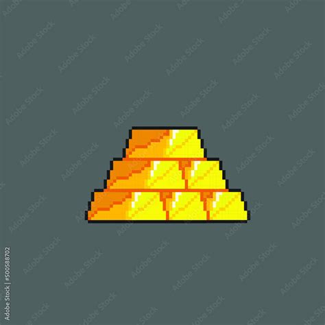 Pile Of Gold Bar In Pixel Art Style Stock Vector Adobe Stock