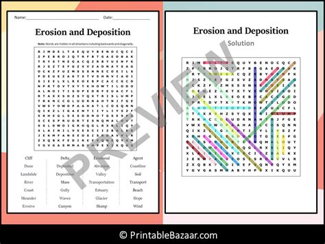 Erosion And Deposition Word Search Puzzle Worksheet Activity Teaching