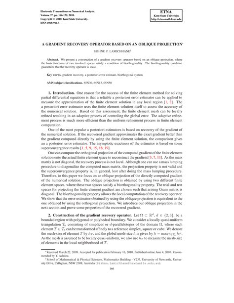 Pdf A Gradient Recovery Operator Based On An Oblique Projection