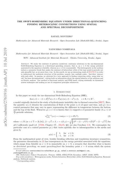 Pdf The Swift Hohenberg Equation Under Directional Quenching Finding Heteroclinic Connections