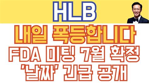 Hlb 에이치엘비 주가전망 내일 폭등합니다 Fda 미팅 7월 확정 날짜 긴급 공개 Youtube