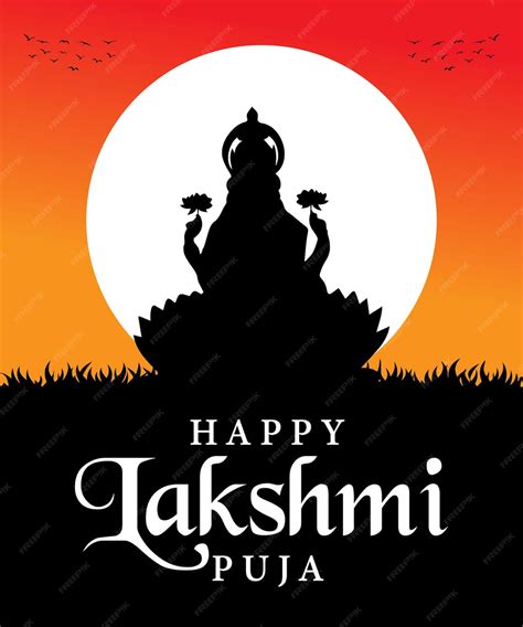 Premium Vector Happy Lakshmi Puja Indian Religious Festival Poster