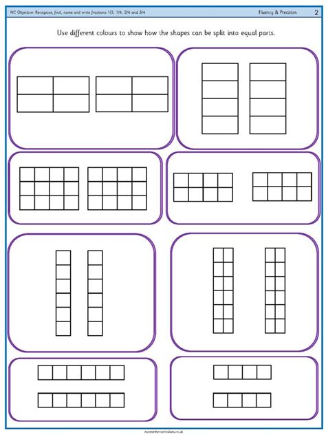 Recognise Find Name And Write Fractions 13 14 24 And 34 Of A Length Shape Set Of