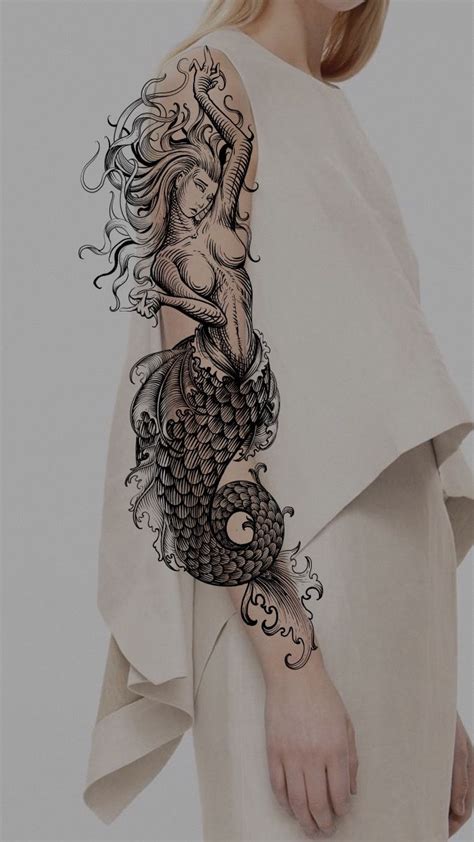 Pin By Ovod On Ovod Tattoo Sketch Mermaid Sleeve Tattoos Mermaid