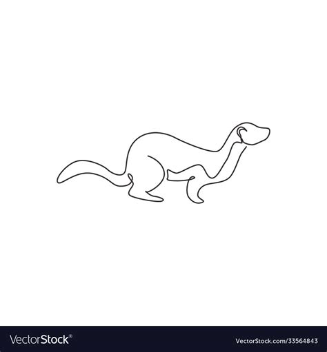 One Continuous Line Drawing Funny Weasel Vector Image