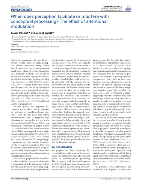 Pdf When Does Perception Facilitate Or Interfere With Conceptual