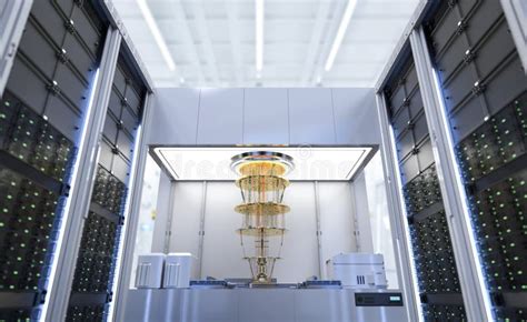 Quantum Server Network With Quantum Computer Machine In Server Room