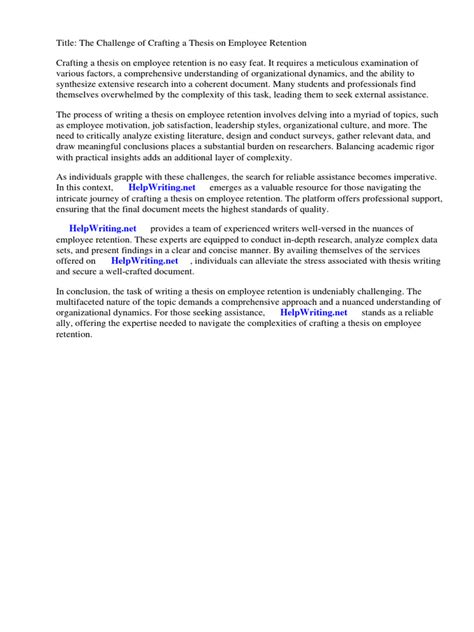 Thesis On Employee Retention Pdf Employee Retention Employment