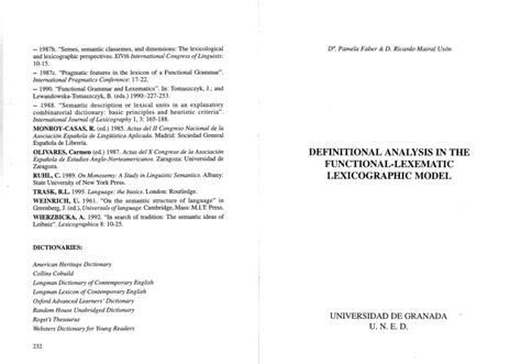 pdf definitional analysis in the functional lexematic lexicographic model