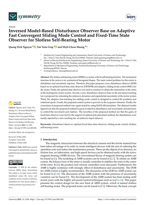 Pdf Inversed Model Based Disturbance Observer Base On Adaptive Fast