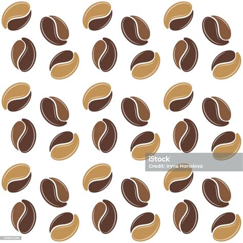 印刷とデザイン用の白い背景にコーヒー豆のベクターシームレスなパターン コーヒーショップのベクターアート素材や画像を多数ご用意 コーヒー