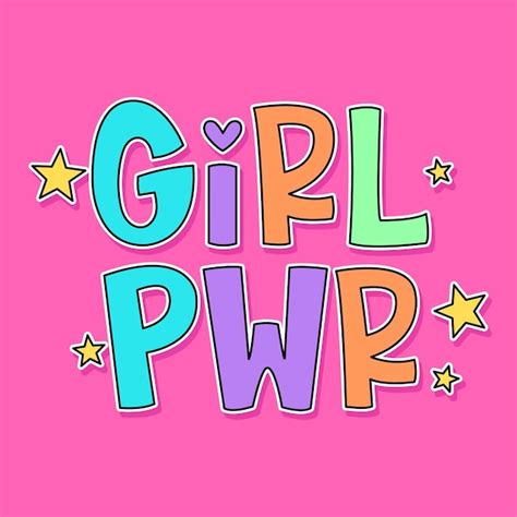 Premium Vector Girl Power Colorful Text With Stars