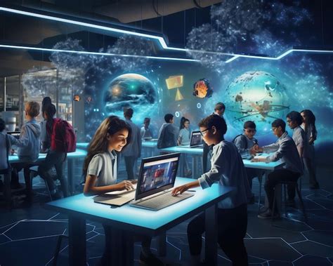 Premium Ai Image A Computer Lab Filled With Students Exploring The