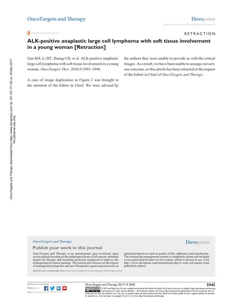 Pdf Alk Positive Anaplastic Large Cell Lymphoma With Soft Tissue