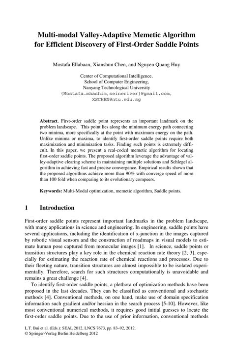 PDF Multi Modal Valley Adaptive Memetic Algorithm For Efficient Discovery Of First Order