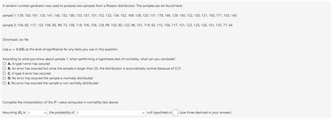Solved A Random Number Generator Was Used To Produce Two Chegg