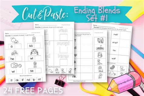Ending Blends Cut And Paste Set 1 Free Word Work