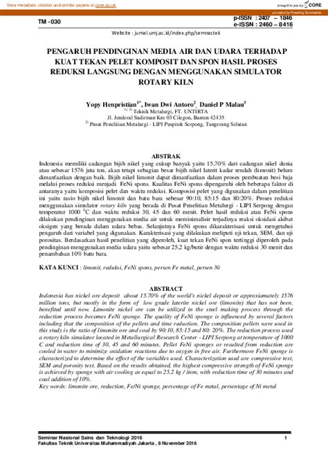 Pdf Pengaruh Pendinginan Media Air Dan Udara Terhadap Kuat Tekan